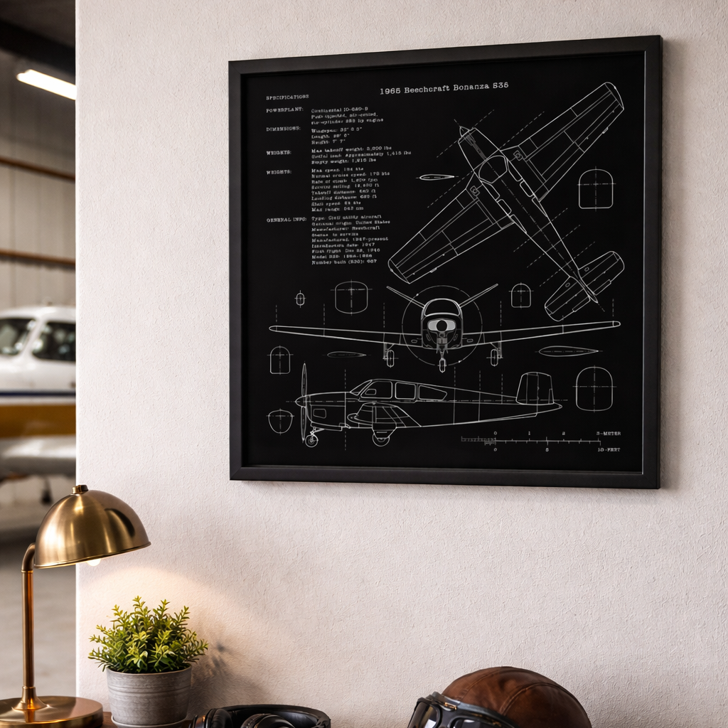 Airplane Blueprint Design Photo Paper Poster - AIR2552FES35-BB1 ...