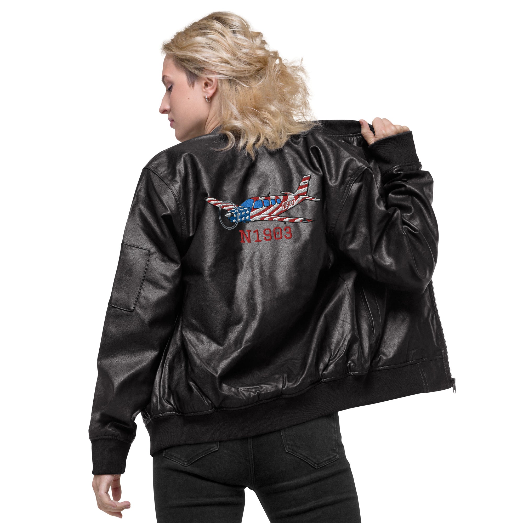 Custom Embroidered Leather Bomber Jacket - Add Your N# – Flyboy Toys