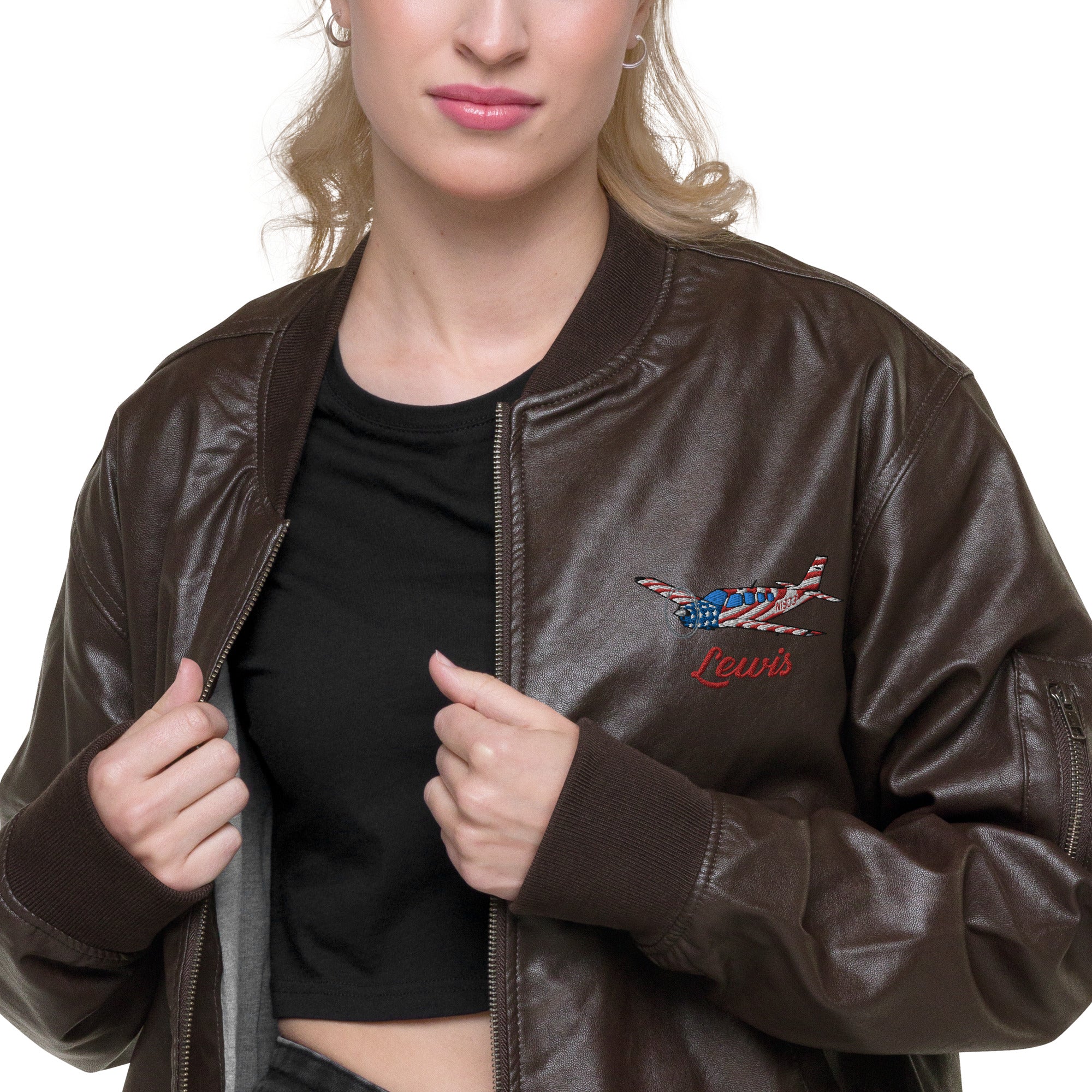 Custom Embroidered Leather Bomber Jacket - Add Your N# – Flyboy Toys