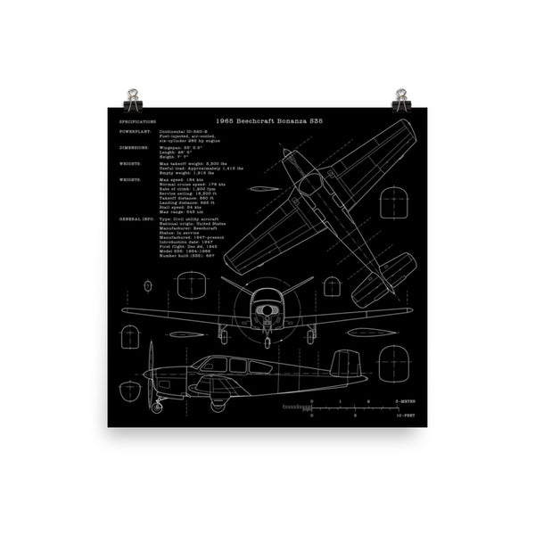 Airplane Blueprint Design Photo Paper Poster - AIR2552FES35-BB1 ...