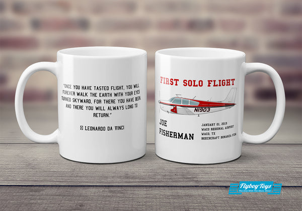 First Solo Flight Custom Mug Memorabilia - ADD YOUR AIRCRAFT – Flyboy Toys