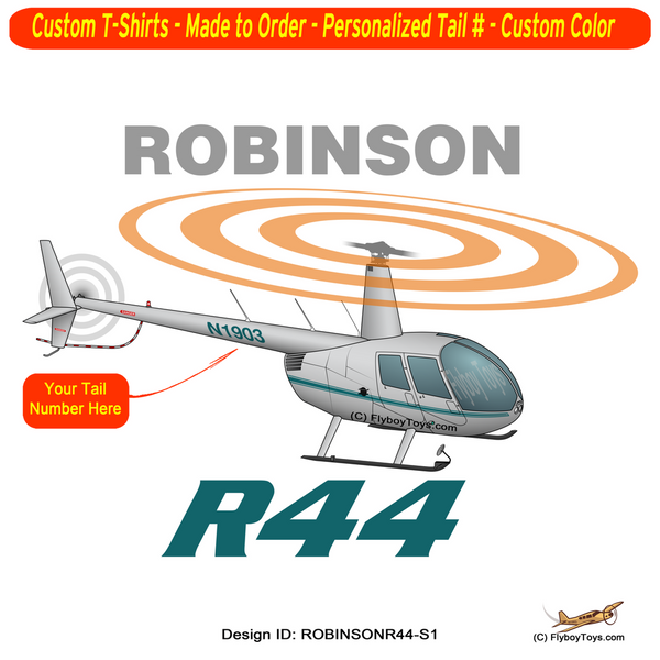 Robinson R44 (Silver) Helicopter T-shirt - Personalized with Your N ...