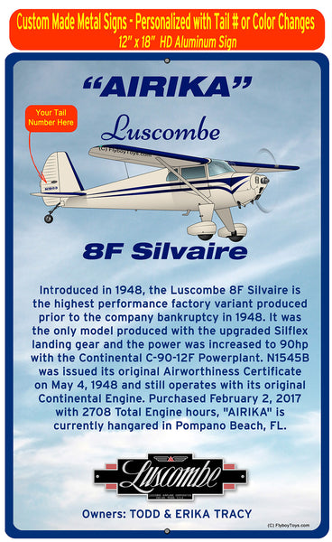 Luscombe 8F Silvaire (Cream/Blue) HD Airplane Sign – Flyboy Toys