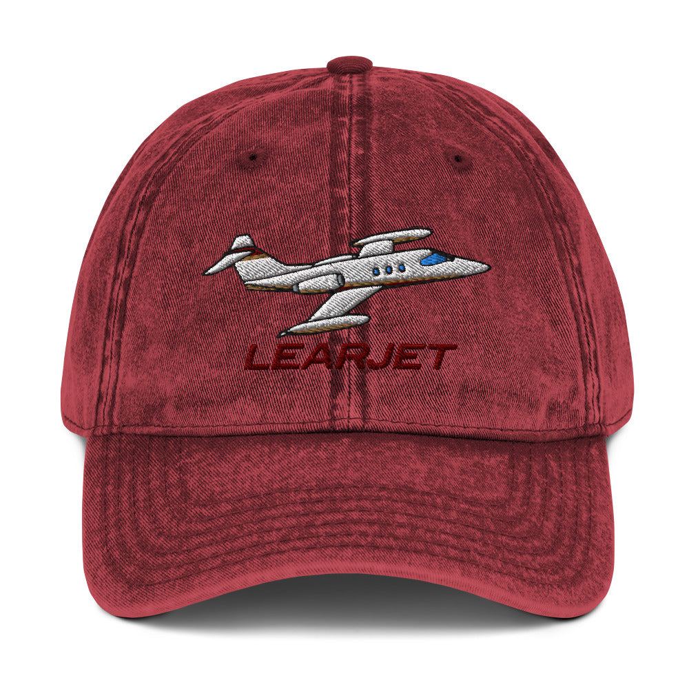 Learjet Airplane Embroidered Vintage Cap (AIRC5124-RG1) - Add your N ...