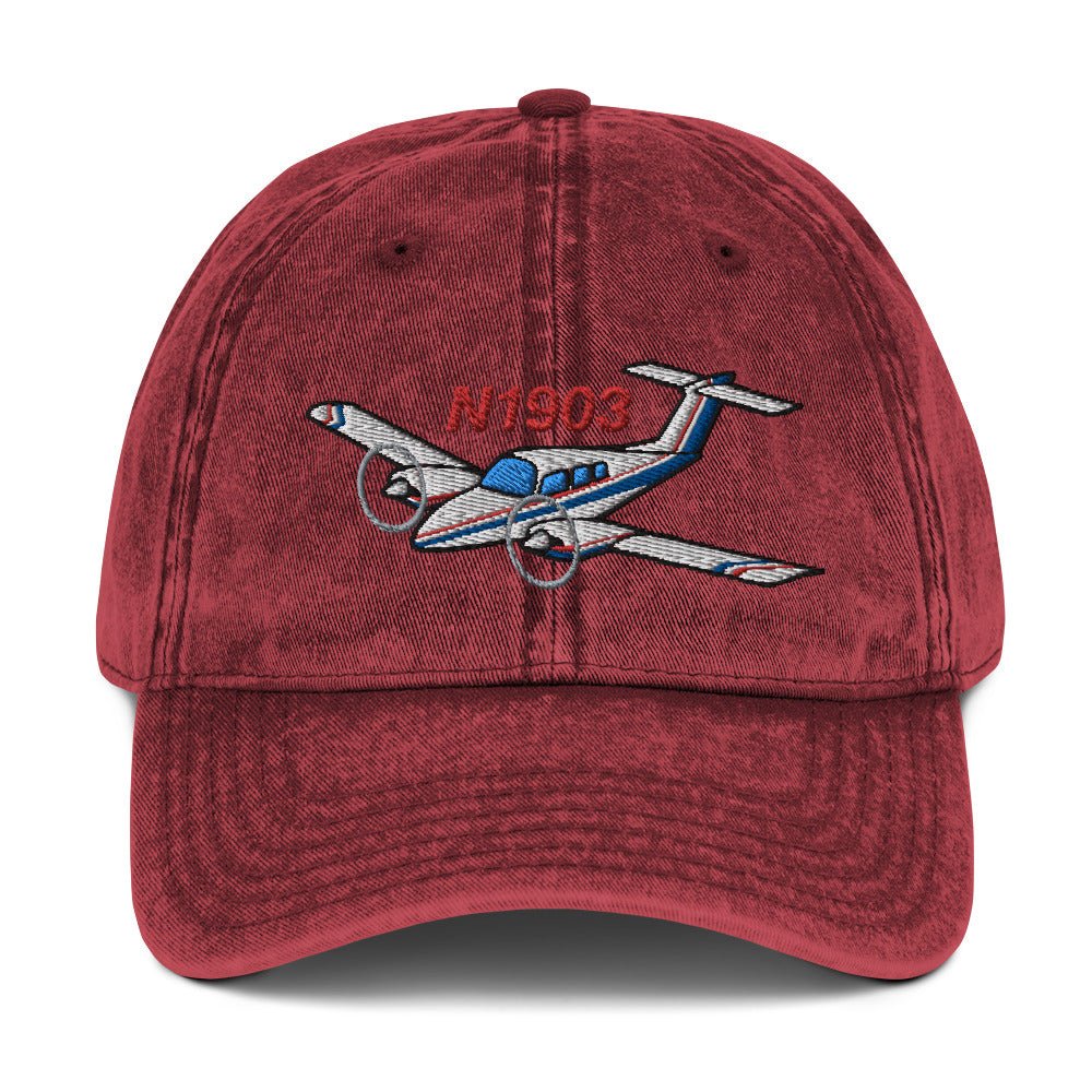 Airplane Embroidered Vintage Cap (AIR2554L3-BR2_EMB) - Personalized wi ...